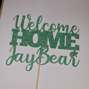 Welcome Home Cake Topper, Personalised Glitter Card - Etsy