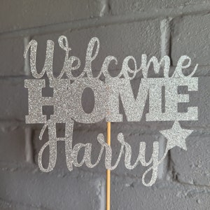 Welcome Home Cake Topper, Personalised Glitter Card - Etsy