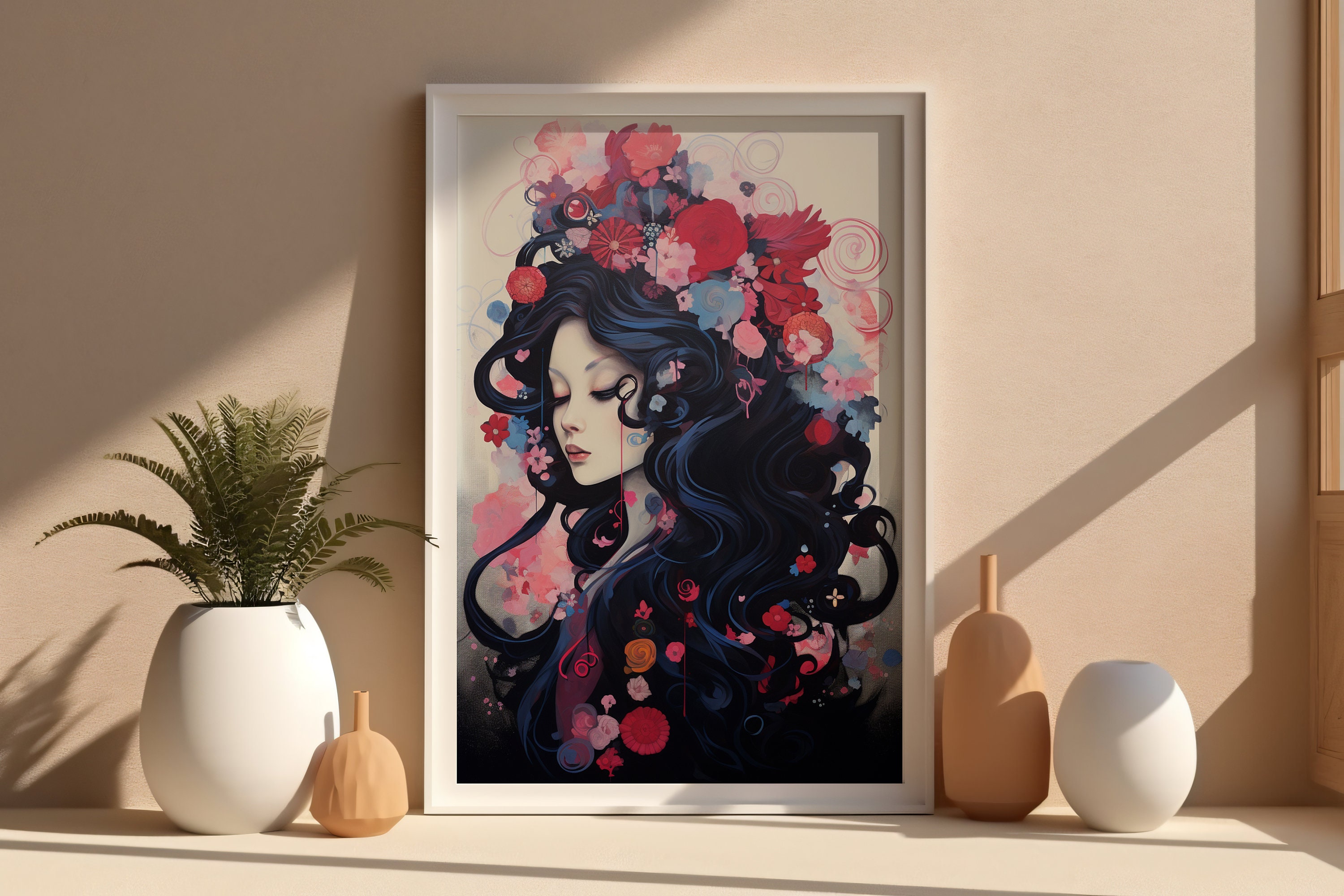 Japanese Woman Poster Oriental Art Print Japanese Wall Art - Etsy