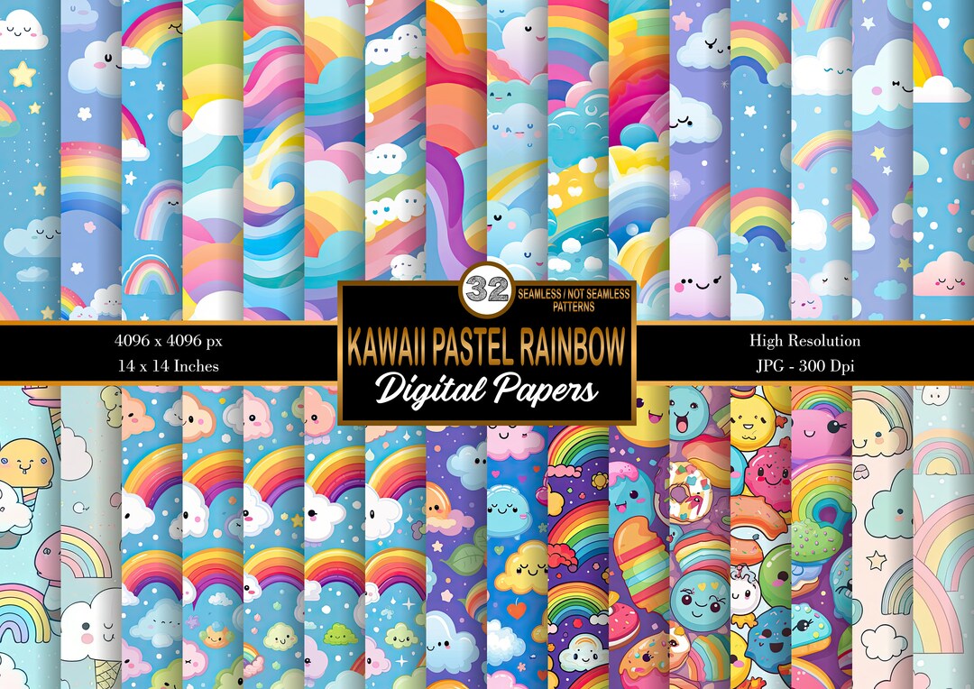 Rainbow Digital Paper | Rainbow Star Digital Paper | Rainbow Background ...