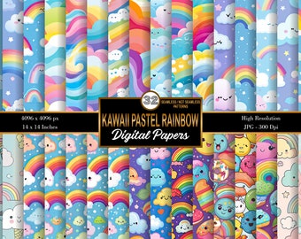 Rainbow Digital Paper | Rainbow Star Digital Paper | Rainbow Background ...