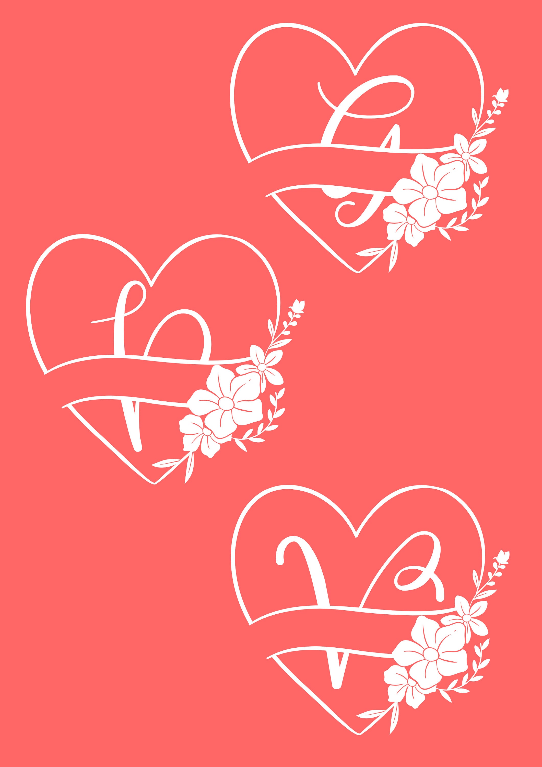 Heart Monogram Svg Flower Monogram Svg Floral Alphabet Svg Floral Split ...