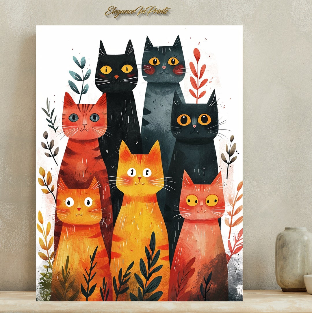 Cat Art Print, Cat Print, Cat Wall Art, Cat Wall Decor, Cat Wall ...