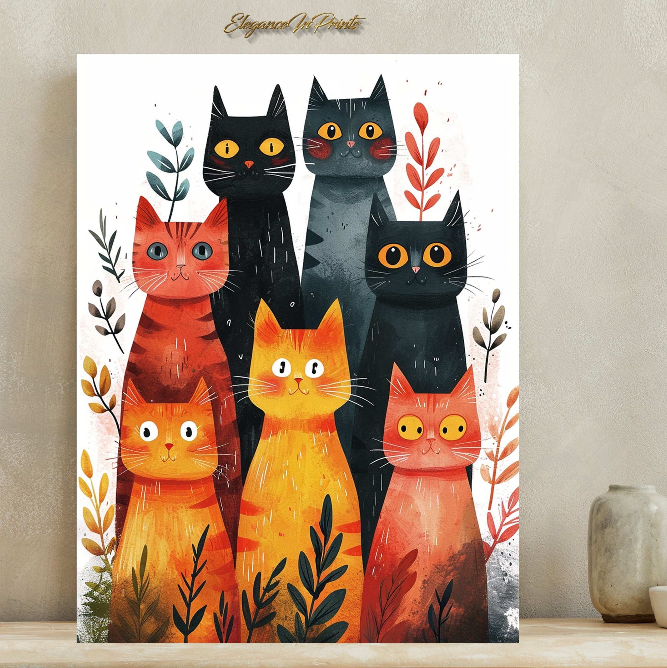 Cat Art Print, Cat Print, Cat Wall Art, Cat Wall Decor, Cat Wall ...