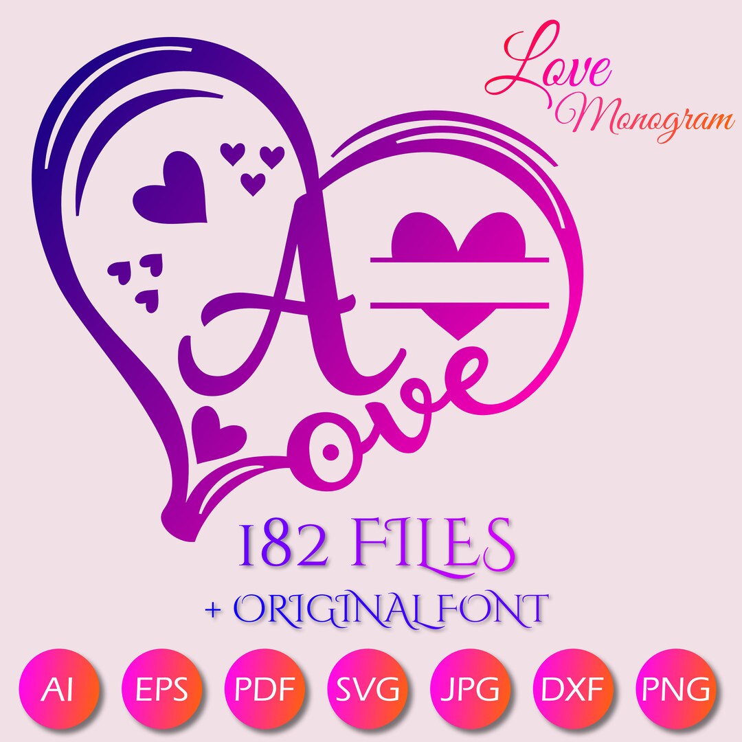 Love Monogram, Love Font Style, Love Font Symbol, Love Heart Font, Love ...