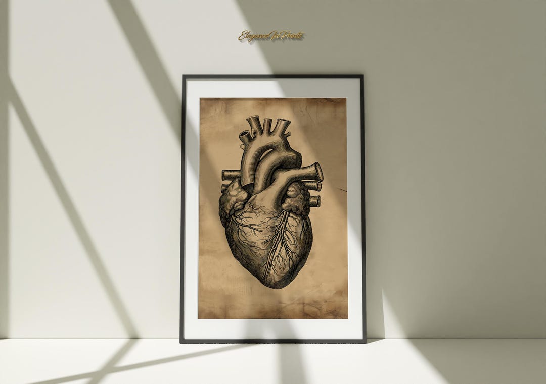 Anatomical Heart Print Printable Wall Art Heart Wall Art Vintage ...