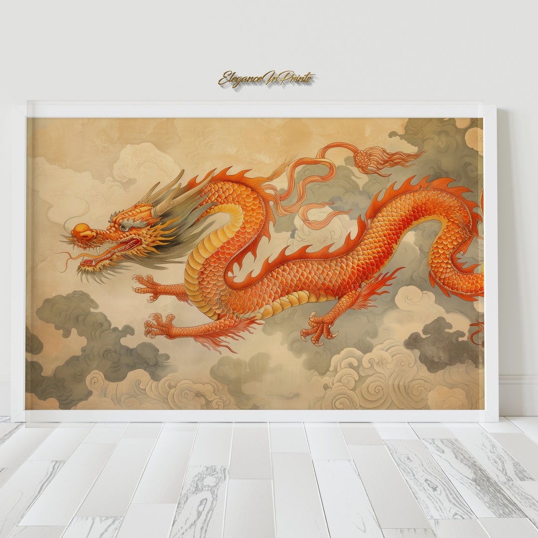 Dragon Painting, Dragon Wall Art, Chinese Dragon Painting, Japan Dragon ...