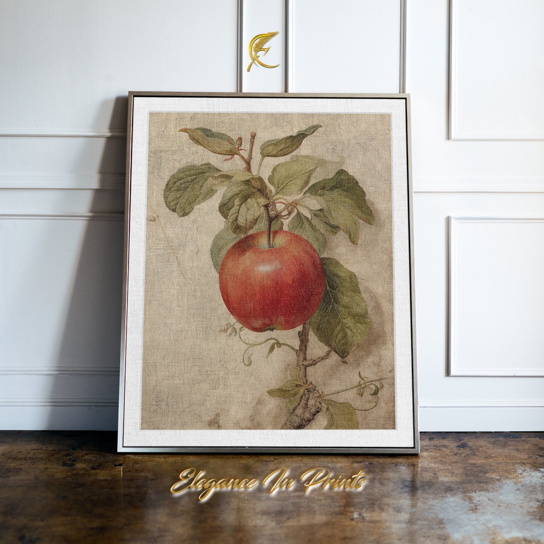 Red Apple Wall Art | Apple Tree Print | Vintage Still Life Print ...