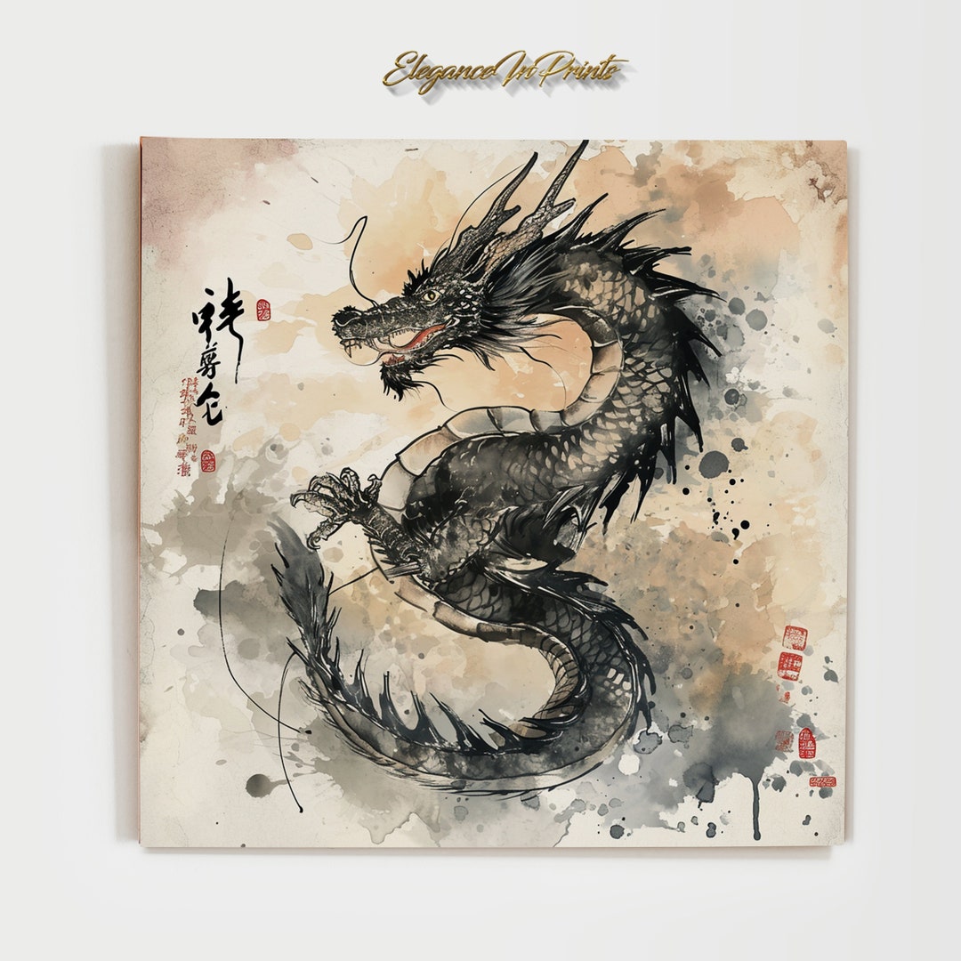 Dragon Painting, Dragon Wall Art, Chinese Dragon Painting, Japan Dragon ...