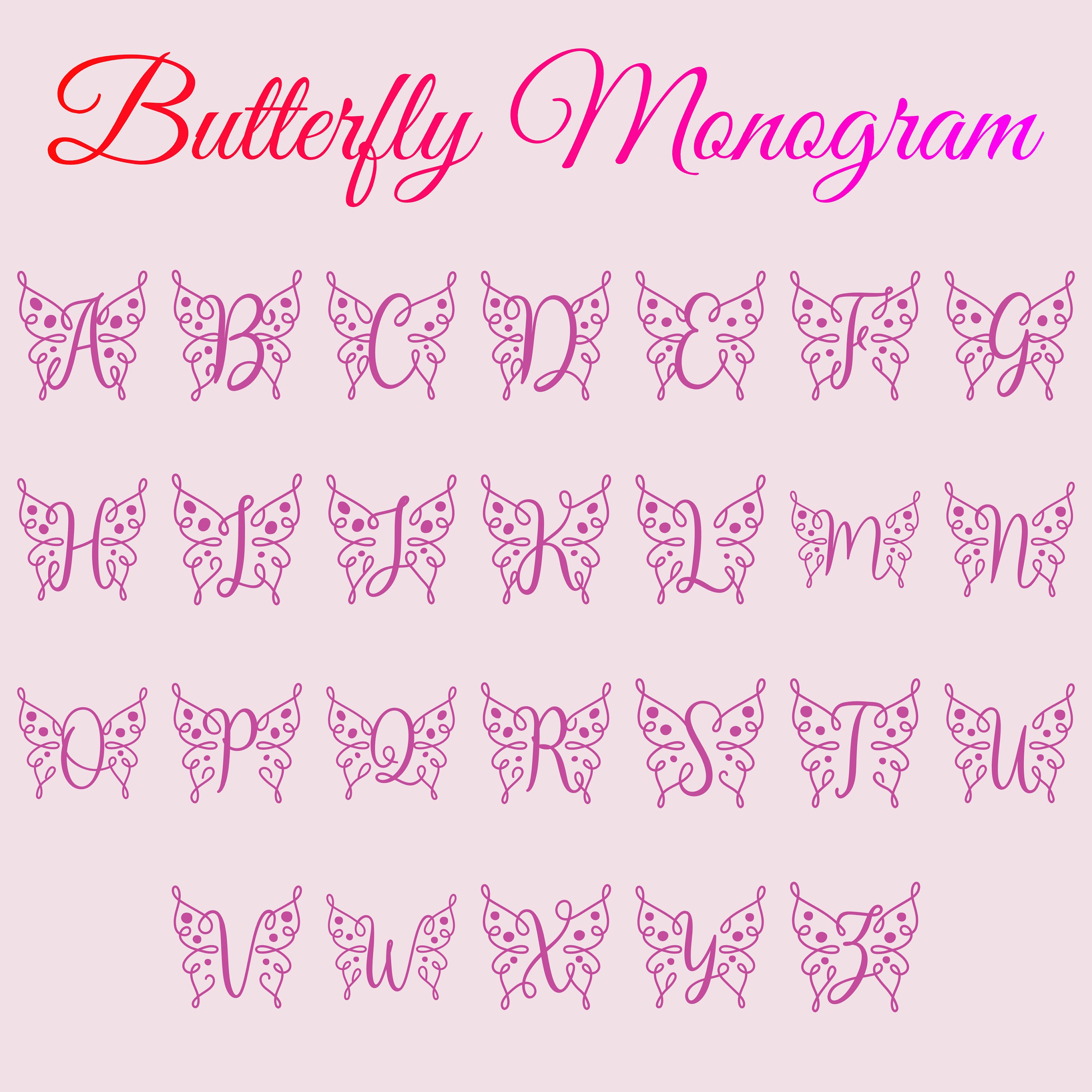 Butterfly Monogram Font Butterfly Svg Butterfly Svg Bundle Butterfly ...