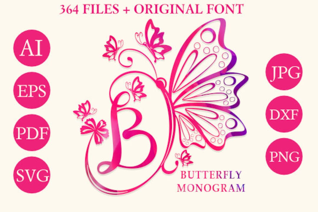Butterfly Monogram Font | Butterfly Svg | Butterfly Svg Bundle ...