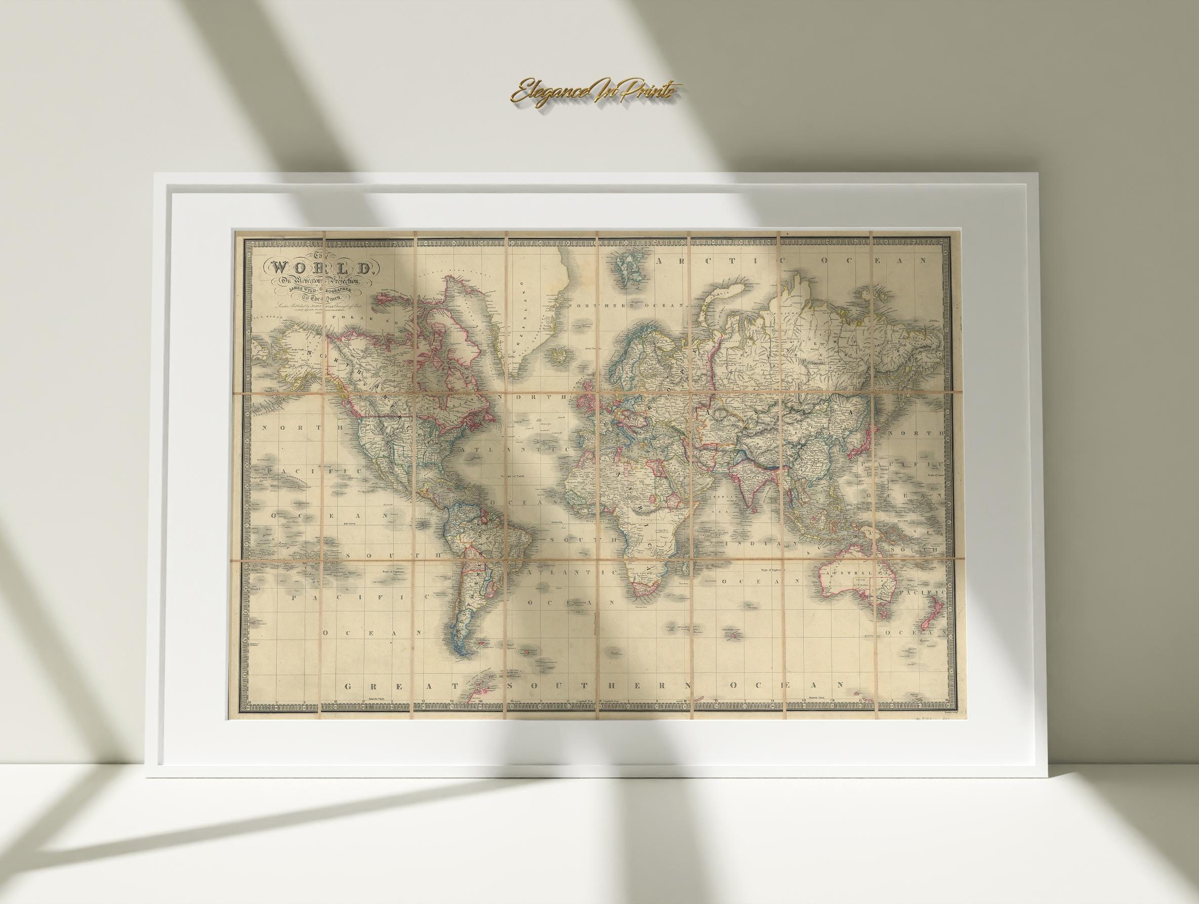 World Map Print, Digital World Map, Download World Map With Countries ...