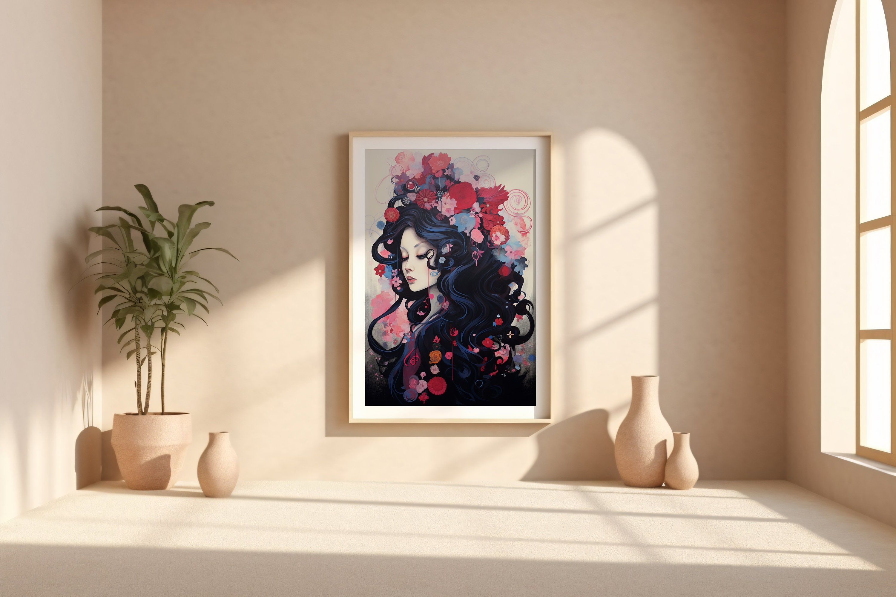 Japanese Woman Poster Oriental Art Print Japanese Wall Art - Etsy