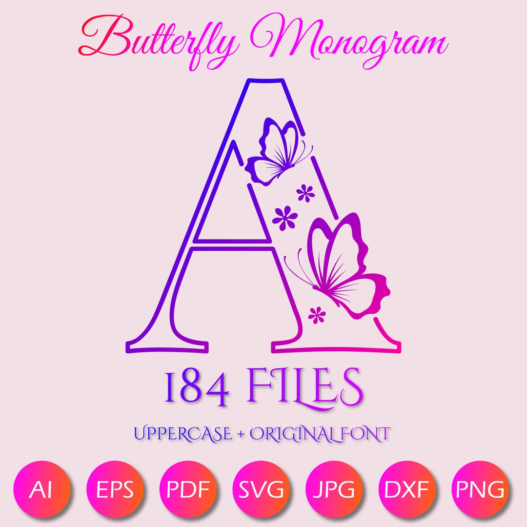 Butterfly Monogram Font | Butterfly Svg | Butterfly Svg Bundle ...