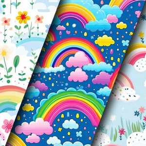 Rainbow Digital Paper | Rainbow Star Digital Paper | Rainbow Background ...