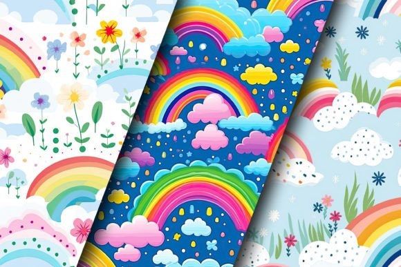 Rainbow Digital Paper Rainbow Star Digital Paper Rainbow Background ...