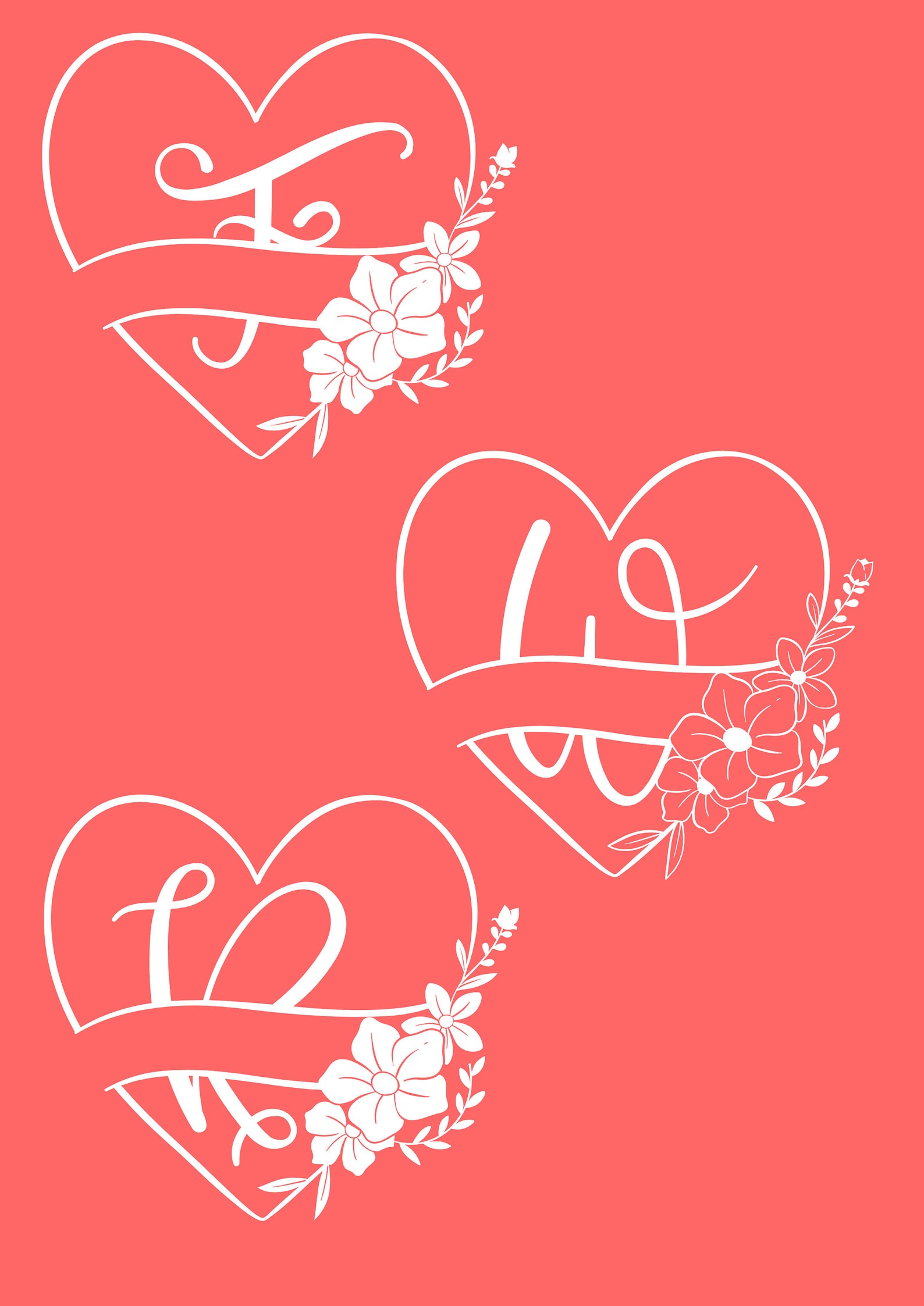 Heart Monogram Svg Flower Monogram Svg Floral Alphabet Svg Floral Split ...