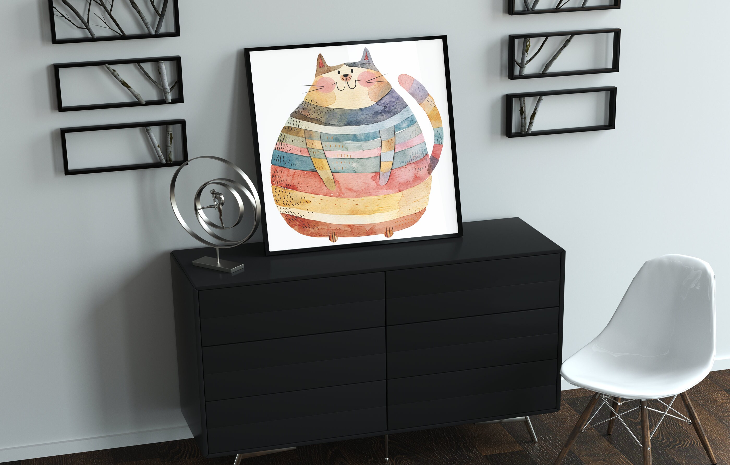 Cat Art Print, Cat Print, Cat Wall Art, Cat Wall Decor, Cat Wall ...