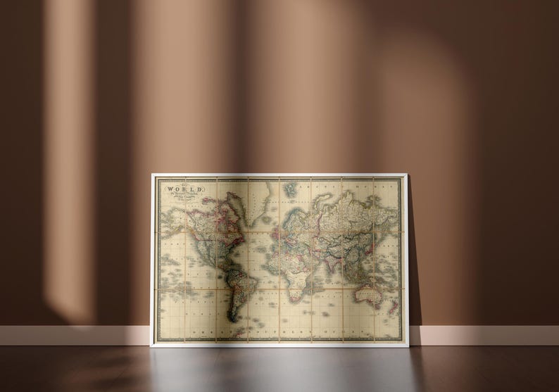 World Map Print, Digital World Map, Download World Map With Countries ...