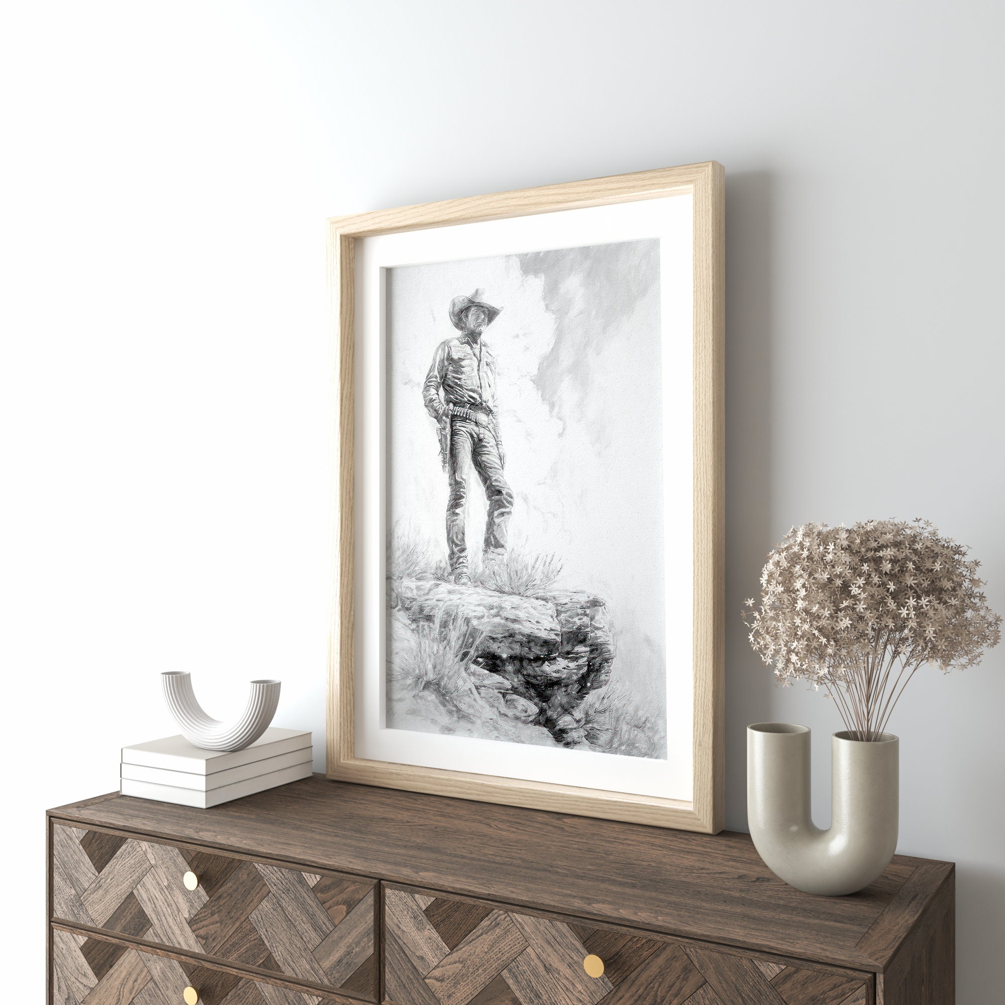 Cowboy Art Print, Cowboy Wall Painting, Cowboy Wall Decor, Canvas ...