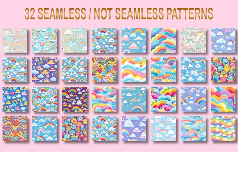 Rainbow Digital Paper | Rainbow Star Digital Paper | Rainbow Background ...