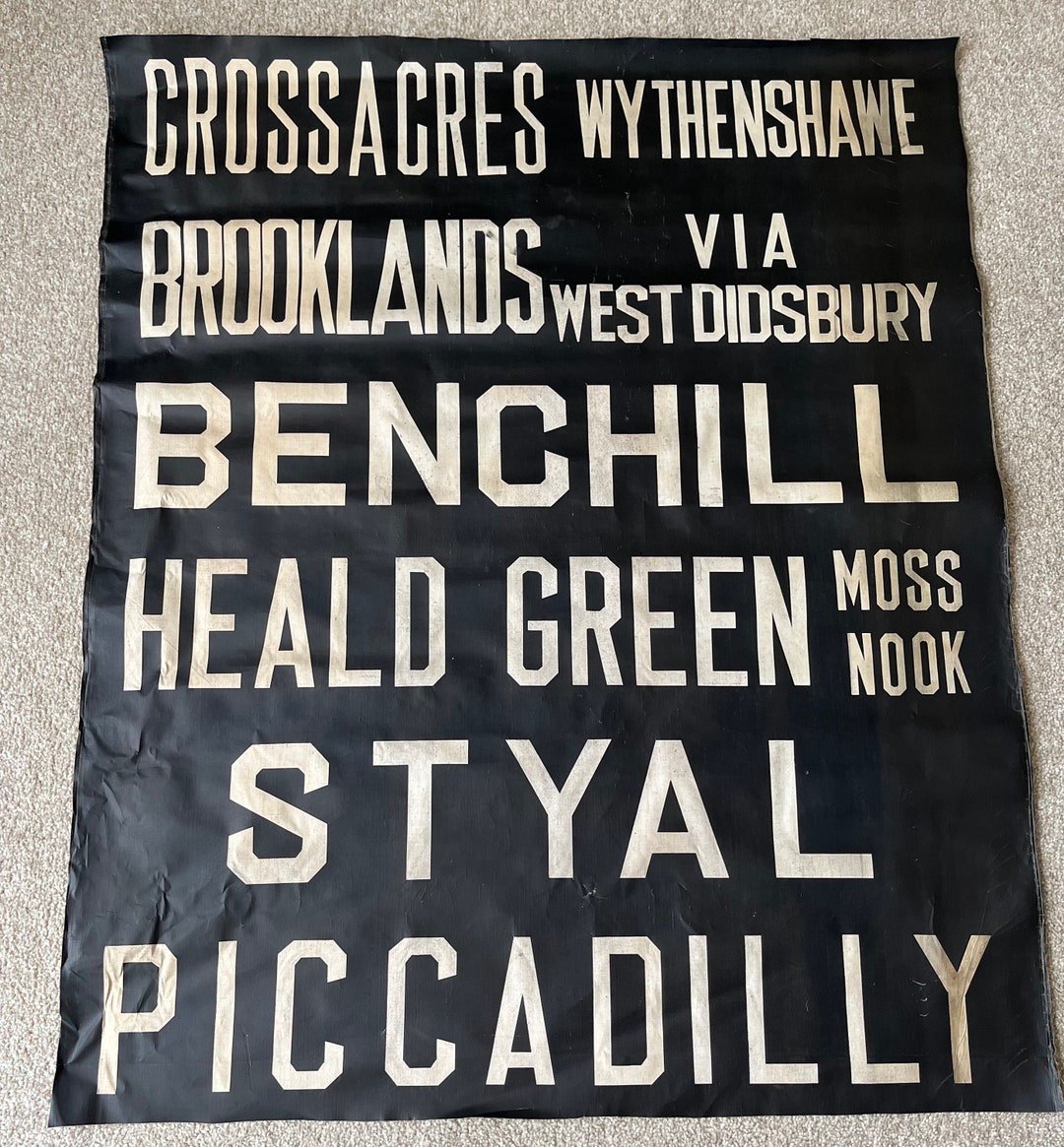 Original Vintage 1939 Manchester Bus Destination Blind Select From 4 ...