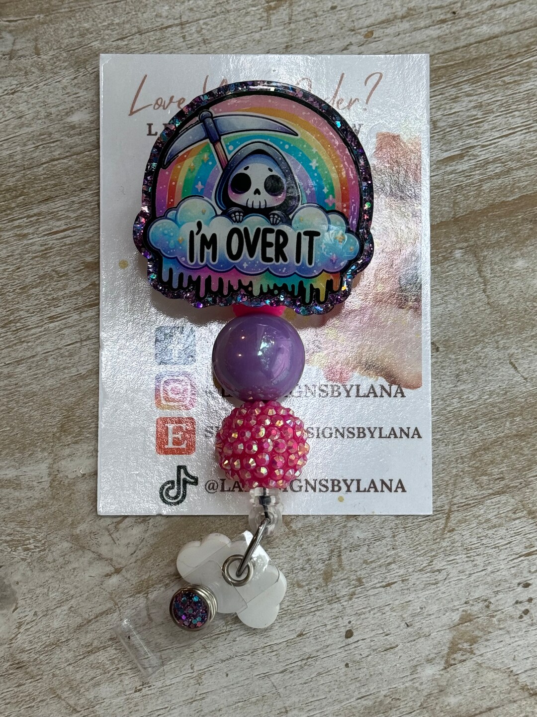 Grim Reaper Badge Reel: "i'm Over It" Rainbow Topper - Etsy