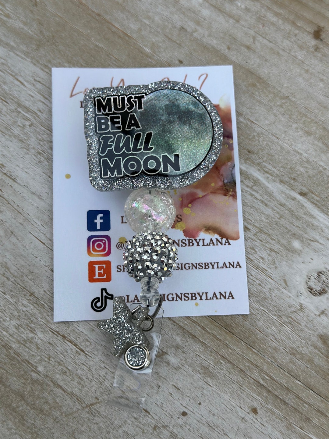 Holographic -must Be a Full Moon Badge Reel - Etsy