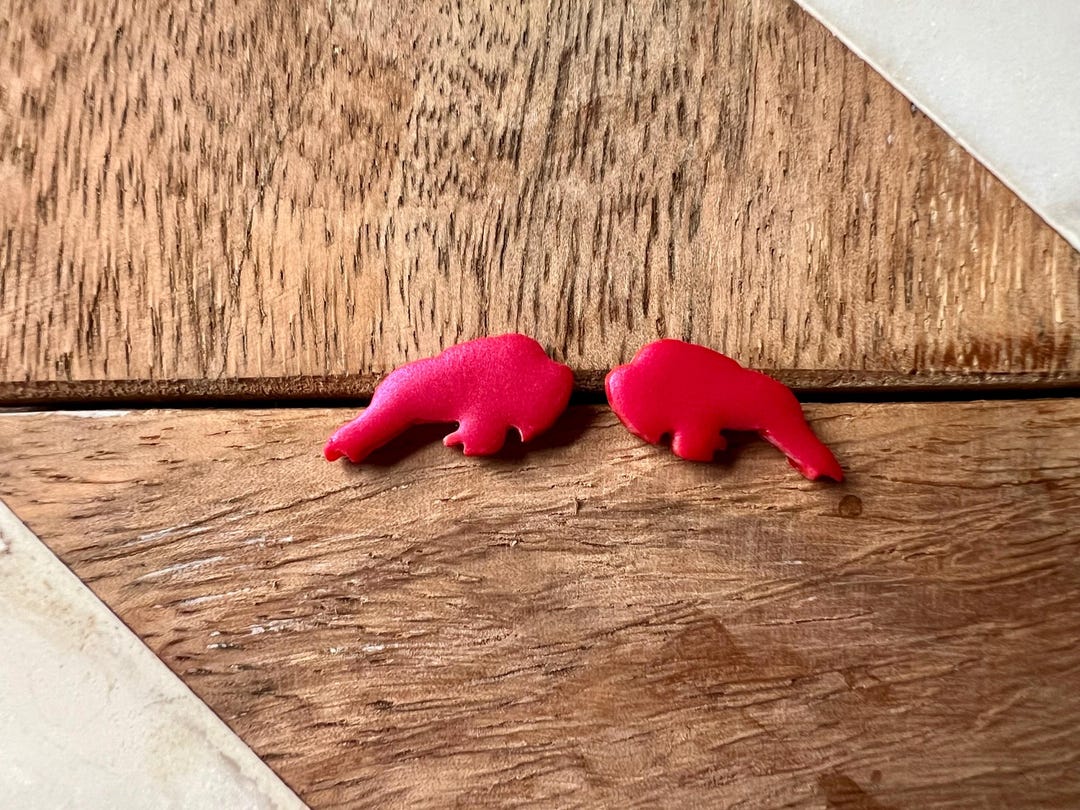 Red Buffalo Bills Studs | Polymer Clay + Resin | Stainless Steel - Etsy