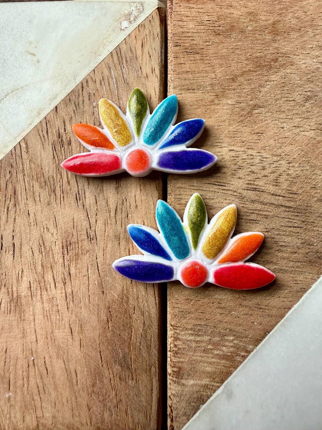 Rainbow Revival Daisy Studs | Polymer Clay + Stainless Steel - Etsy