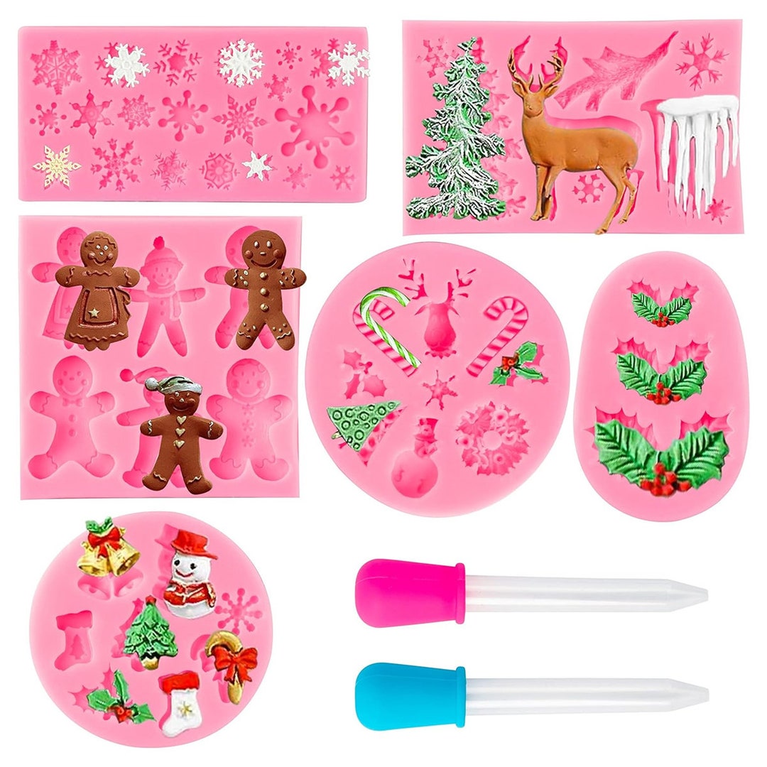 8pcs Christmas Theme Chocolate Fondant Silicone Mold Xmas Tree - Etsy