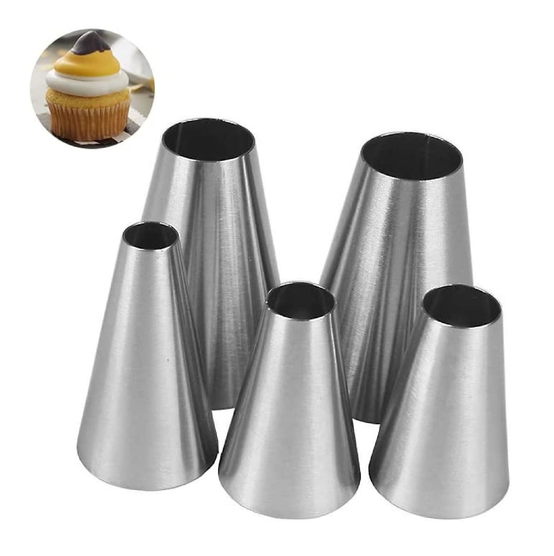 Set Large Round Piping Tip, Stainless Steel Professional Baking ...