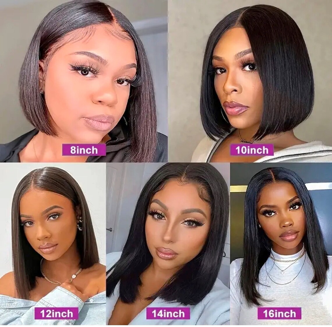 Straight Lace Front Wig, Short Bob Human Hair Wig 1 Piece - Etsy