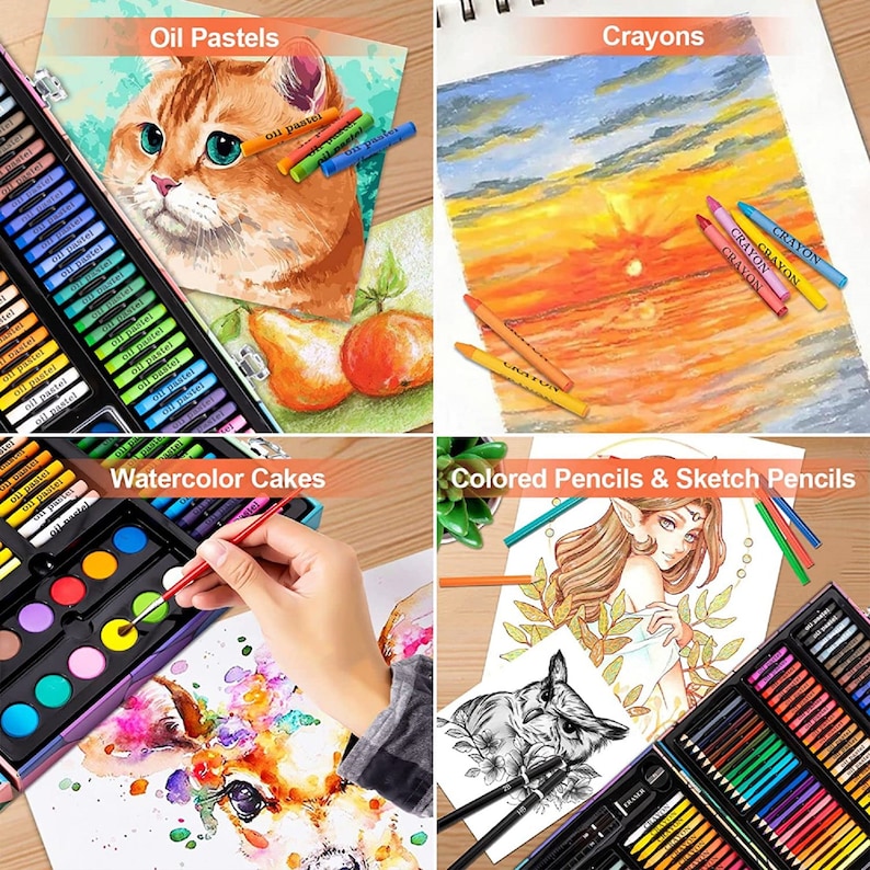 POPYOLA 180-piece Deluxe Art Set, Drawing Painting Coloring Kit With ...