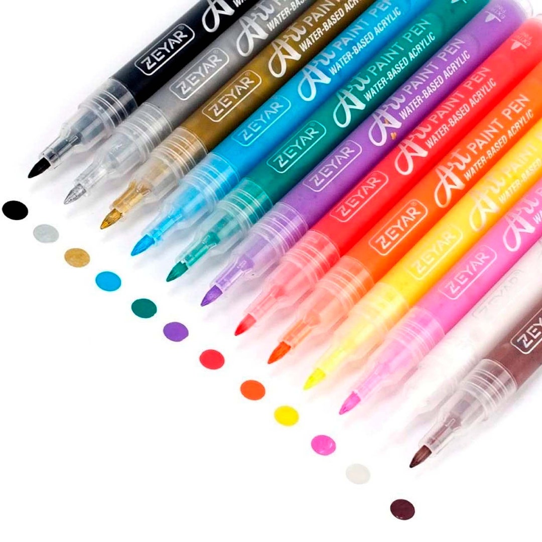 12 Classic Colors / Acrylic Paint Pens Extra Fine Point AP - Etsy