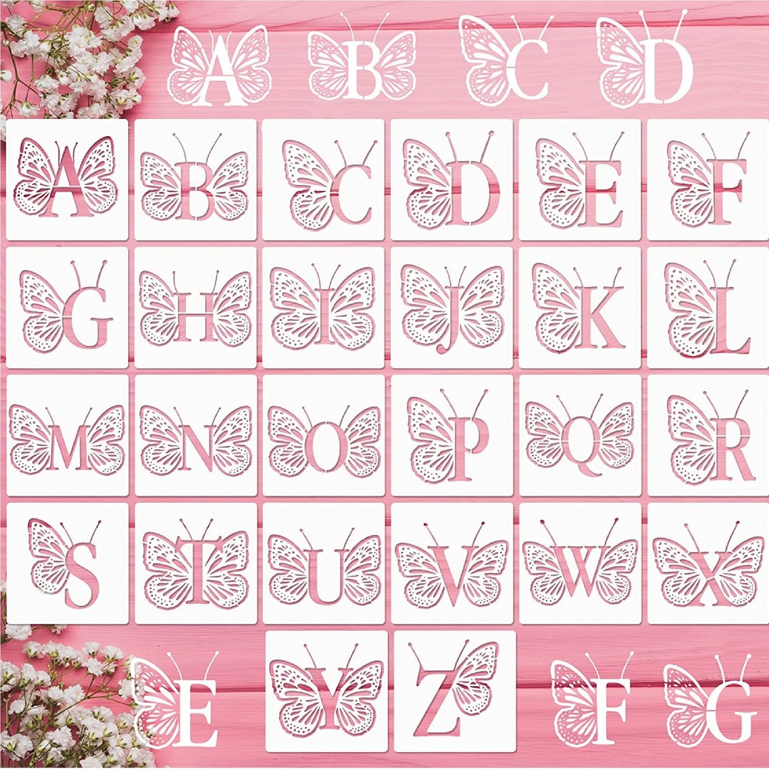 Large Letter Stencils Butterfly Alphabet Letter Stencils for Painting ...