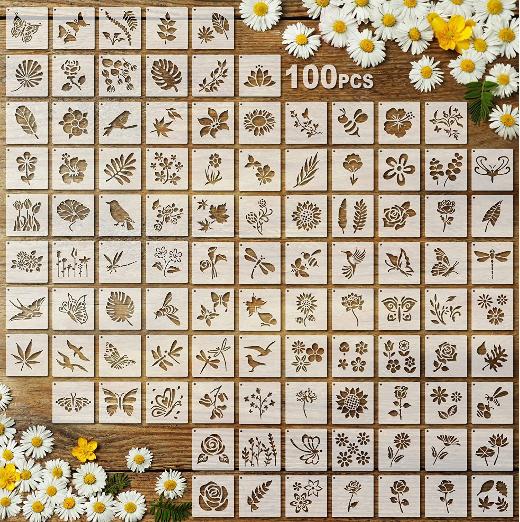 100 Pcs Stencils Reusable Stencils for Painting on Wood Stencil Holiday ...