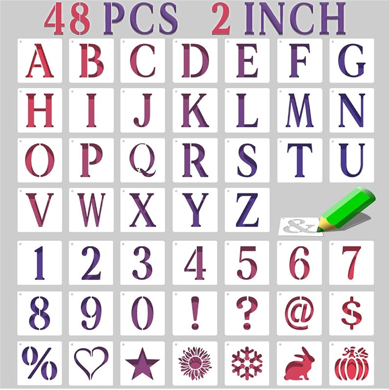 Letter Stencils Symbol Number Craft Stencils 48 Pcs Reusable - Etsy