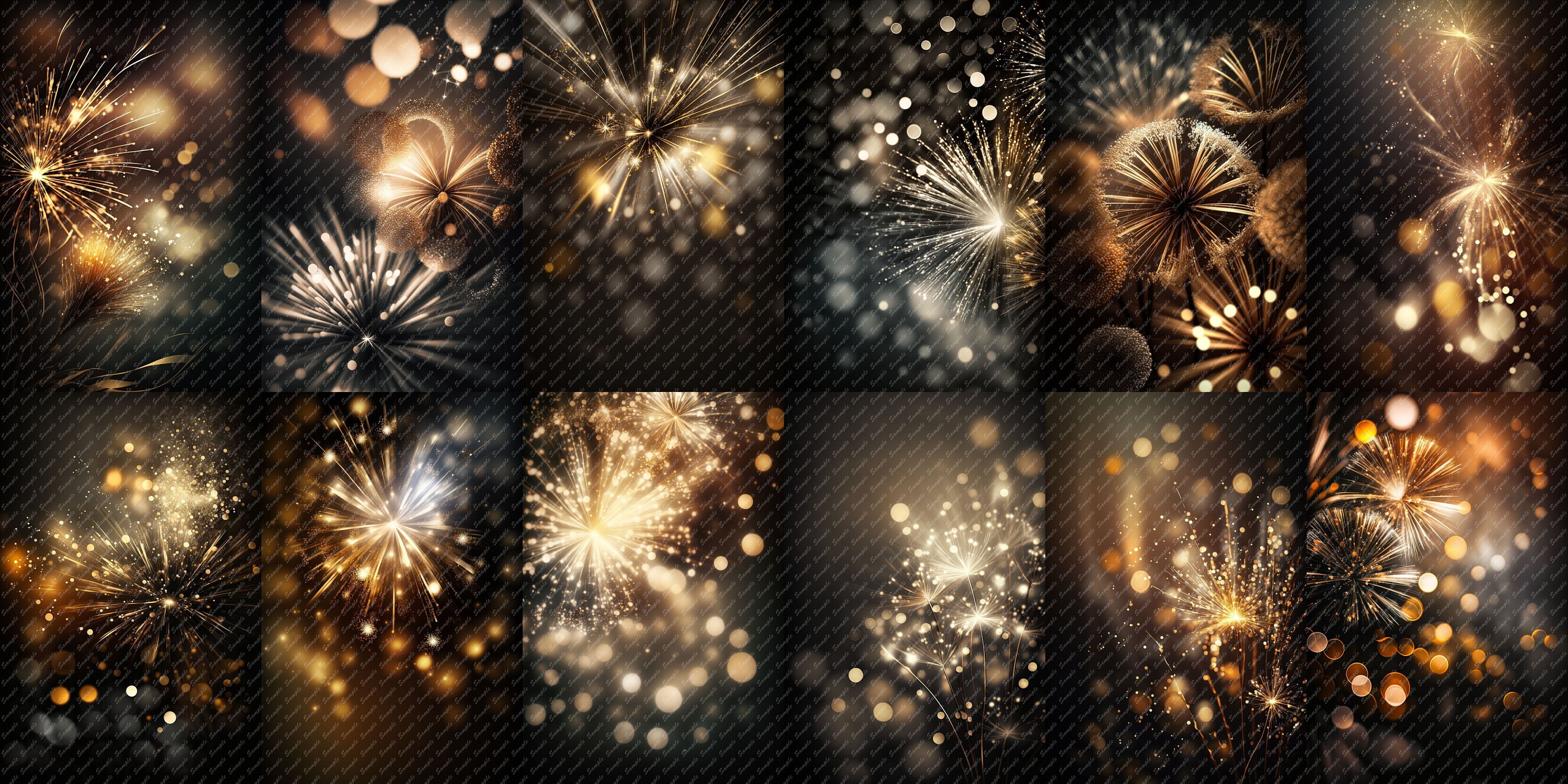 48 X Golden Silver Fireworks Backdrops Golden Fireworks Digital ...