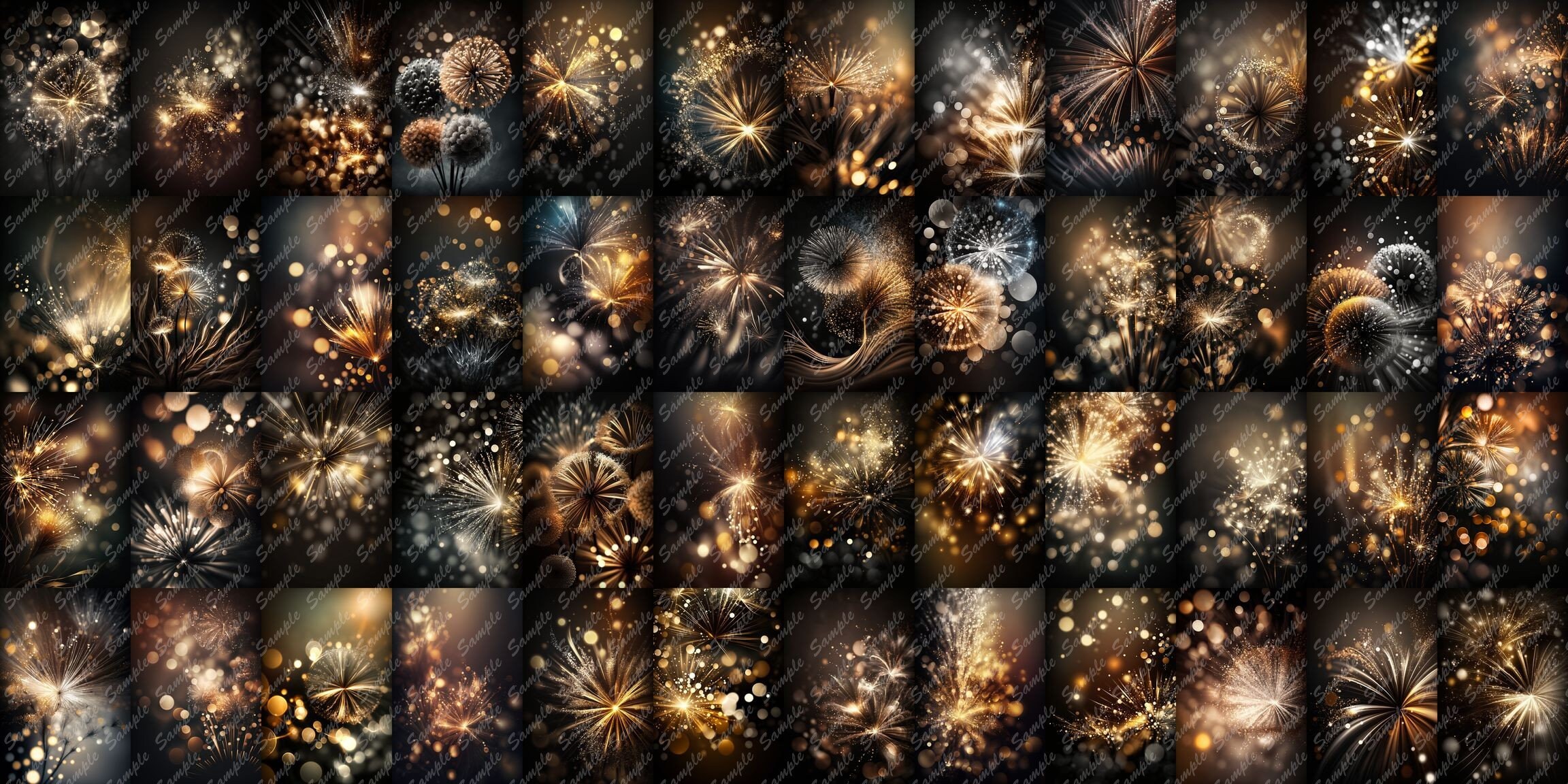48 X Golden Silver Fireworks Backdrops Golden Fireworks Digital ...