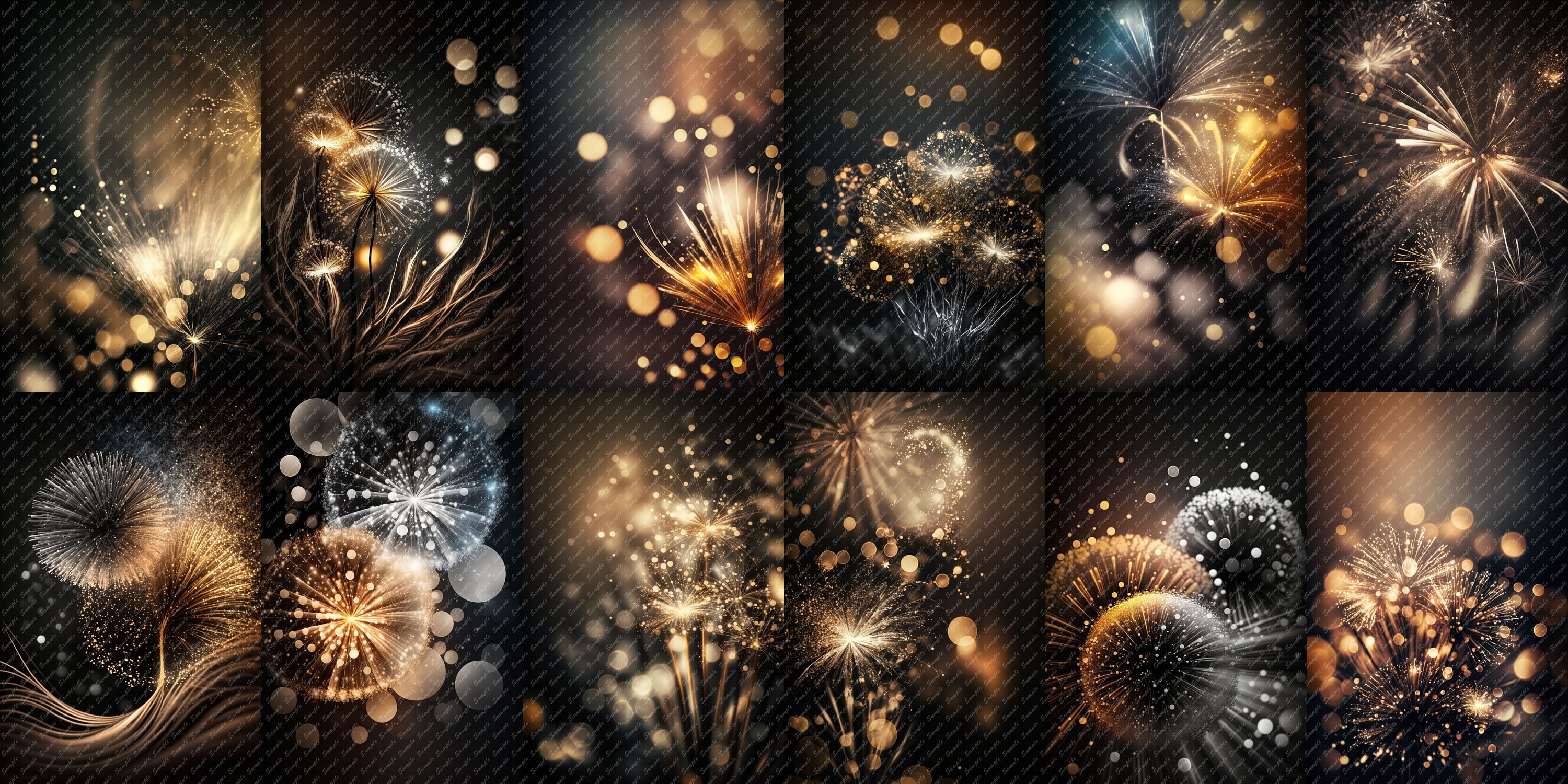 48 X Golden Silver Fireworks Backdrops Golden Fireworks Digital ...