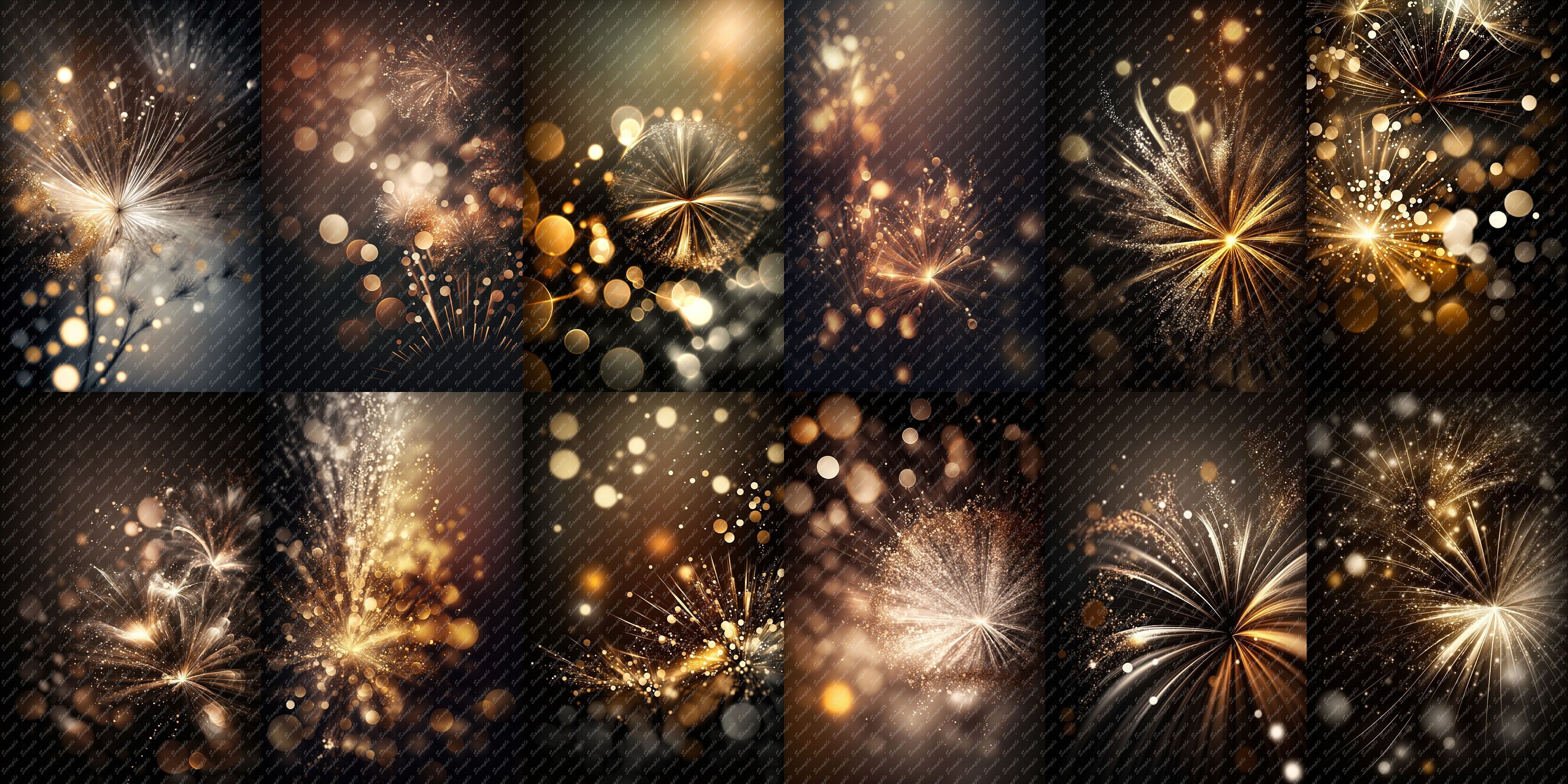 48 X Golden Silver Fireworks Backdrops Golden Fireworks Digital ...