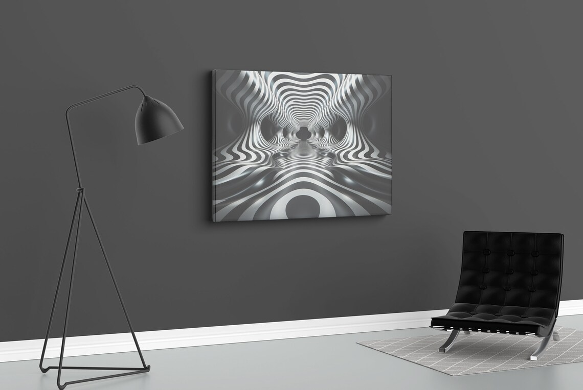 Optical Art, Hallway, Infinity, Black and White, Warped, Digital ...