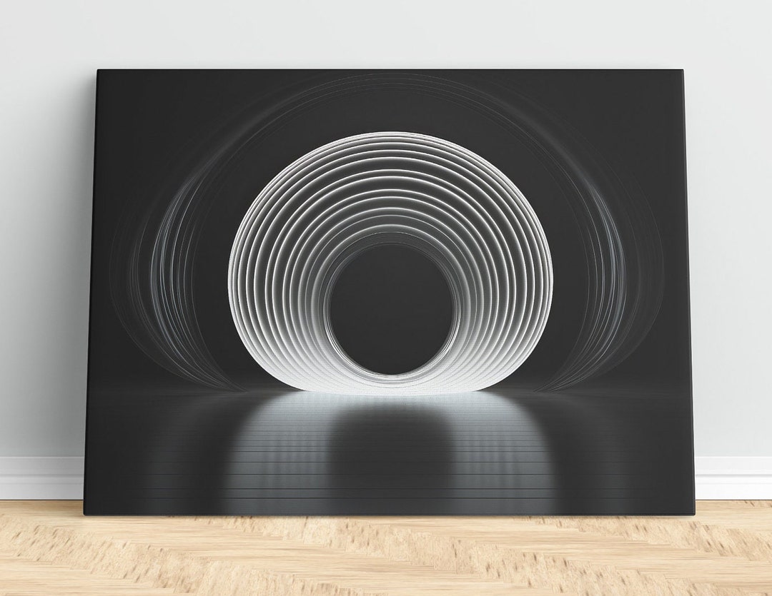 Optical Art, Black and White, Circular Reflection, Black Glass, Digital ...
