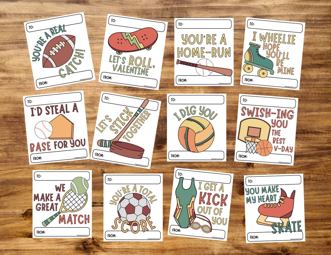 Printable Sports Valentines Day Cards - Sport Pun Downloadable ...