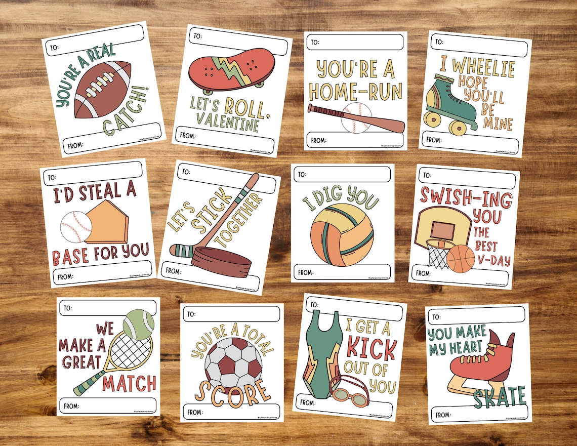 Printable Sports Valentines Day Cards Sport Pun Downloadable Valentines ...