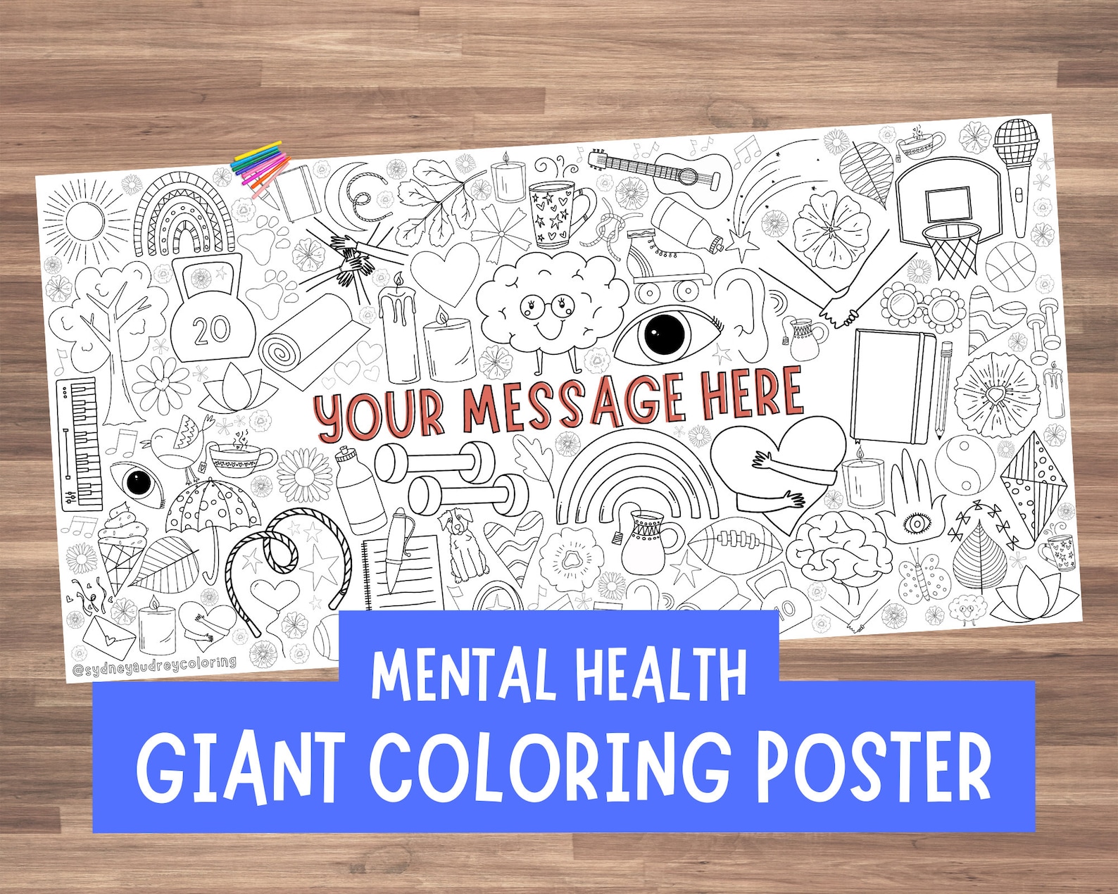 GIANT Personalized Mental Health Theme Coloring Poster - Huge Coloring ...