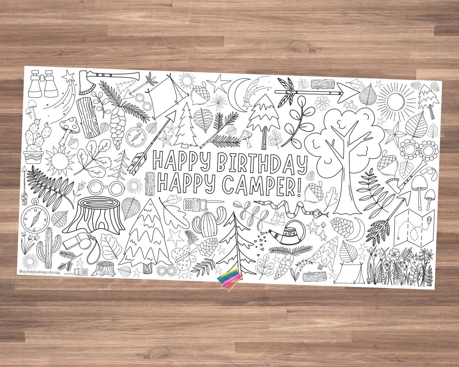 GIANT Personalized Camping Theme Coloring Poster - Huge Coloring Banner ...