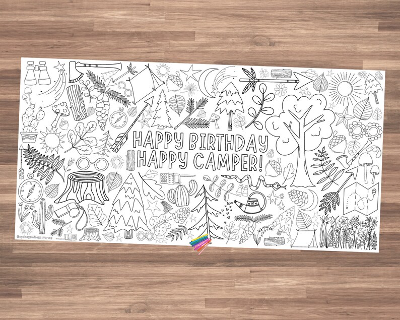 GIANT Personalized Camping Theme Coloring Poster - Huge Coloring Banner ...