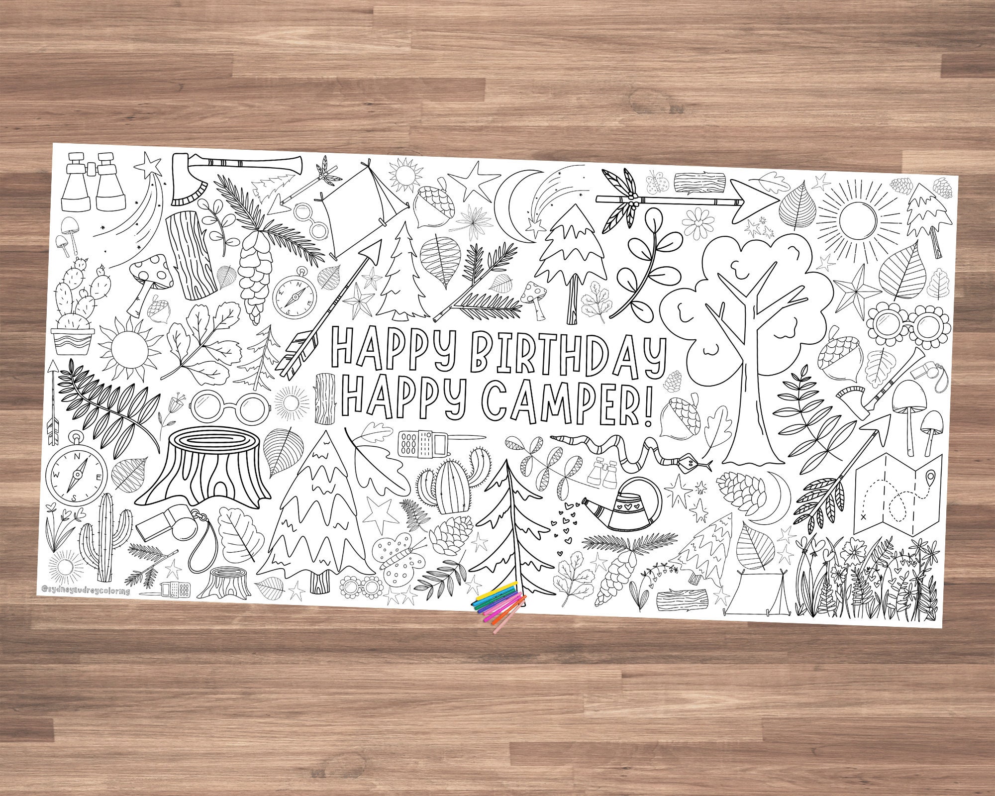 GIANT Personalized Camping Theme Coloring Poster Huge Coloring Banner ...